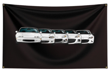 Banner Mazda MX5 Miata Family Weiß 90cm x 150cm
