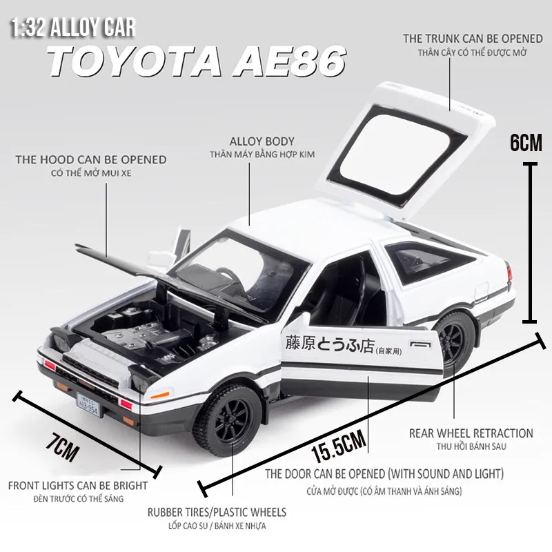 1/32 Toyota AE86 Trueno Modell Fujiwara Initial-D Mit Beleuchtung