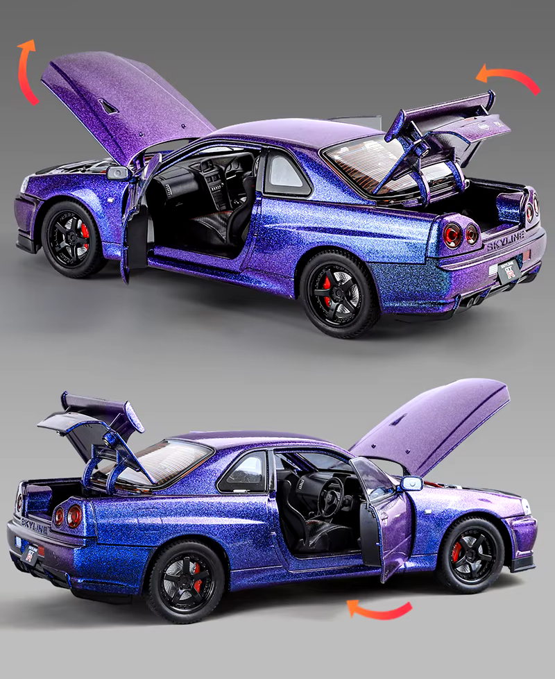 1/24 Nissan Skyline Midnight Purple R34 GT-R Mit Beleuchtung